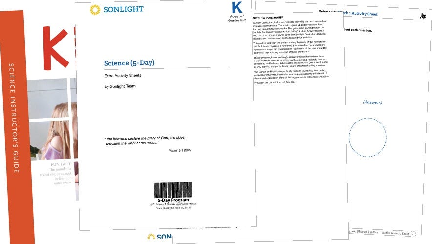 Extra Science K Student Activity Sheets | Sonlight